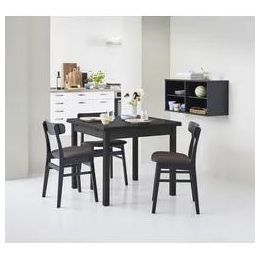 Esstisch HAMMEL FURNITURE "Basic Dinex, schnell innenliegende Einlegeplatten ausziehbar", grau (wenge), B:90cm H:76cm T:90cm, Tischplatte: Furnier gebeizt und lackiert;Gestell: Massivholz, Tische, Furnier / Massivholz, in zwei Breiten, stabiler dänische Design Tisch