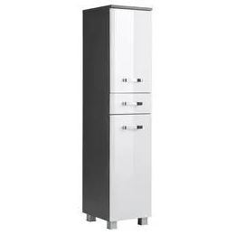Midischrank Welltime "Ravenna", weiß (weiß, graphit), B:30cm H:135cm T:35cm, Schränke, Bad-Midischrank