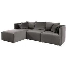 Ecksofa Andas "Nöre L-Form", grau, B:262cm H:74cm T:172cm, Samtoptik (100% Polyester);Struktur (100% Polypropylene);Webstoff (100% Polyester);Struktur fein (100% Polyester);Luxus-Microfaser Lederoptik (100% Polyester);Baumwoll-/Leinenmix (60% Baumwolle/40% Leinen), Sofas, 3 Teile, in vielen Bezugsqualitäten und Farben. Modulteile s. "Nöre"