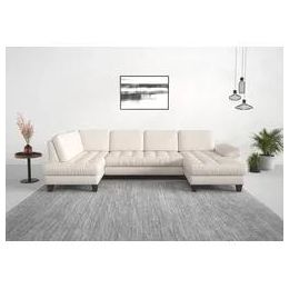 Sit & More Wohnlandschaft SIT & MORE "Westham U-Form", beige (creme), B:338cm H:88cm T:172cm, 100% Polyester, Sofas, wahlweise mit Bettfunktion, Bettkasten, Sitztiefenverstellung