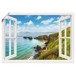 Wandbild Artland "Küstenweg in Nordirland durchs Fenster", grün (farbe bild(er): grün), B:70cm H:50cm, Papier, Bilder, als Leinwandbild, Wandaufkleber oder Poster in versch. Größen