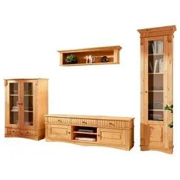 Wohnwand Home Affaire "Teresa", beige (geölt), Kastenmöbel-Sets, bestehend aus 1 Vitrine klein, 1 Vitrine groß, 1 Lowboard