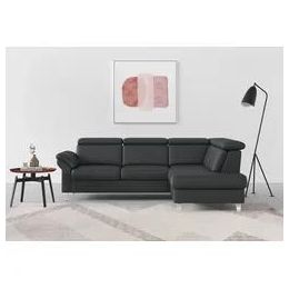 Sit & More Ecksofa SIT & MORE "Arngast L-Form", schwarz, B:245cm H:84cm T:194cm, Sofas, inklusive Kopfteilverstellung und Federkern