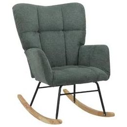 Schaukelsessel Inosign "Anika, Ohrensessel Wohnzimmer mit Funktion", bunt (dunkelgrün, schwarz, esche), B:71cm H:98cm T:89cm, Sessel, Sitz und Rücken gepolstert, Beine aus Metall und Holz, Sitzhöhe 48 cm