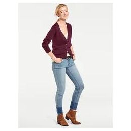 Strickjacke Heine, Damen, Gr. 34, rot (bordeaux), 100% Baumwolle, unifarben, Strickjacken