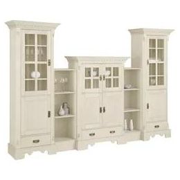 Wohnwand Home Affaire "Milan", beige (cremefarben), B:326cm H:199cm T:47cm, Massivholz, Kastenmöbel-Sets, aus massiver Kiefer, FSC zertifiziert