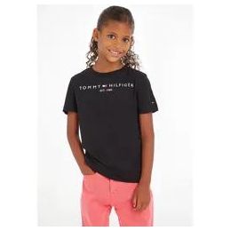 T-Shirt Tommy Hilfiger "ESSENTIAL TEE", Jungen, Gr. 16/176, schwarz, Single Jersey, Obermaterial: 100% Baumwolle, bedruckt, Basic, Basic schmal, Rundhals, Shirts, für Jungen und Mädchen
