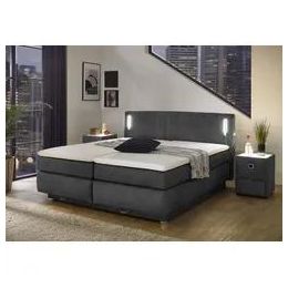 Jockenhöfer Boxspringbett JOCKENHÖFER GRUPPE "Kati erhältlich in der Größe 180x200cm", grau (dunkelgrau 415, 09), B:191cm L:215cm, Bezug Bett: Mictrofaser (100% Polyester);Topper und Matratzenspiegel: 100% Polyester, Komplettbetten, Boxspringbett, mit Topper, Bettkasten und höhenvariablen Kopfteil (96 cm - 108 cm), Topseller