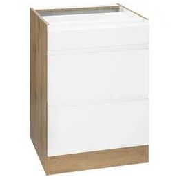 Unterschrank KOCHSTATION "KS-Bruneck", weiß (weiß matt), B:60cm H:82cm T:60cm, Holzwerkstoff, Schränke, >>Bruneck<< 60 cm breit, für viel Stauraum, hochwertige MDF-Fronten