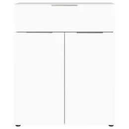 Kombikommode Germania "Oakland mit Glasauflagen", weiß, B:83cm H:102cm T:42cm, Glas, Sicherheitsglas ESG, Spanplatte, Sideboards, Breite 83 cm, mit Schubladen, in vers. Varianten