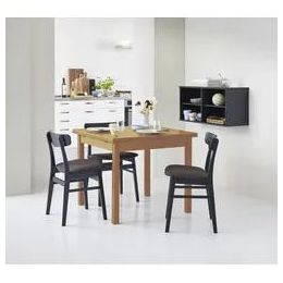 Esstisch HAMMEL FURNITURE "Basic Dinex, schnell innenliegende Einlegeplatten ausziehbar", rot (kirsche), B:90cm H:76cm T:90cm, Tischplatte: Furnier gebeizt und lackiert;Gestell: Massivholz, Tische, Furnier / Massivholz, in zwei Breiten, stabiler dänische Design Tisch