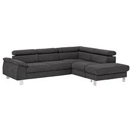 Ecksofa COTTA "Komaris L-Form, B: 249 cm", braun (mud), B:249cm H:72cm T:100cm, Microfaser PRIMABELLE (100% Polyester);Kunstleder SOFTLUX;Feinstruktur (100% Polyester);Kunstleder SOFTLUX/Struktur (100% Polyester);NaturLEDER, Sofas, mit Kopfteilverstellung, optional Bettfunktion, Bettkasten & Licht