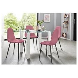 Essgruppe Inosign, rosa (weiß, rosa,), B:80cm, Sitzmöbel-Sets, mit Glastisch, Breite 80 cm