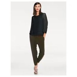 Blusenshirt Heine "Blusenshirt", Damen, Gr. 40/42, schwarz, 100% Polyester, Unterteil:5% Elasthan, 95% Viskose, unifarben, Rundhals, Shirts