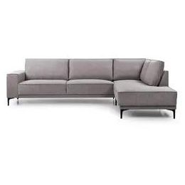 Ecksofa Places of Style "Polsterecke Oland, Struktur, Flachgewebe, Luxus-Microfaser, Boucle", braun (hellbraun), B:289cm H:85cm T:210cm, Struktur weich (100% Polyester);Luxus-Microfaser (100% Polyester);Webstoff (100% Polyester), Sofas, L-Form, 289 cm, Wellenunterfederung, Skandi-Design, Metallfüße