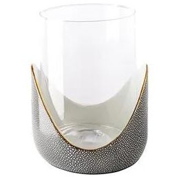 Windlicht Fink "ONDA", grau, H:29cm Ø:24cm, Glas, Porzellan, Kerzenhalter, aus Porzellan und Glas, Höhe ca. 29 cm