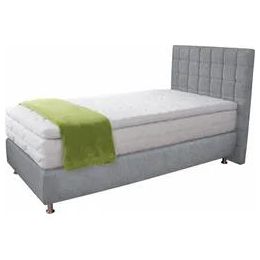 Boxspringbett, grau, B:135cm L:210cm, Microvelours (100% Polyester);Strukturstoff (77% Polyester und 23% Viskose);Bonnell-Federkern-Matratzenbezug: 100% Polyester;Kaltschaum-Matratzenbezug: Frottee 100% Polyester, Westfalia Schlafkomfort, Komplettbetten, Boxspringbett