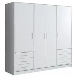 Kleiderschrank FORTE "Jupiter, Made in Europe, mit Schubladen", weiß, B:207cm H:200cm T:60cm, FSC-zertifizierter Holzwerkstoff, Schränke, Drehtürenschrank, Stauraum, 2 Breiten, 4 Farben, Schubladen, variable Einlegeböden