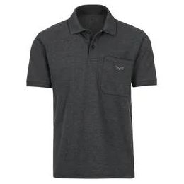 Poloshirt TRIGEMA "TRIGEMA Polohemd mit Brusttasche", Herren, Gr. XXXL, grau (anthrazit, melange), 100% Baumwolle, Basic, Shirts