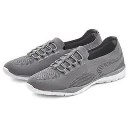 Sneaker Lascana "Slipper, Halbschuh, leichtes Meshmaterial", Damen, Gr. 36, grau, Obermaterial: 100% Textilmaterial. Futter: 100% Textilmaterial. Decksohle: 100% Textilmaterial. Laufsohle: 100% Synthetik, unifarben, Sportlich, Schuhe, zum Reinschlüpfen mit elastischen Schnürbändern VEGAN