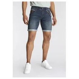 Jeansshorts Bruno Banani, Herren, Gr. 38, N-Gr, blau (dunkelblau us), Denim/Jeans, Obermaterial: 70% Baumwolle, 28% Polyester, 2% Elasthan, gerade kurz, Jeans, bequemer Sitz, gerade Beinform, mit praktischen Taschen