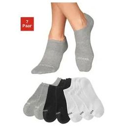 Sneakersocken Lascana ACTIVE, Damen, Gr. 39-42, schwarz-weiß (3x weiß, 2x schwarz, 2x grau, meliert), Baumwolle, Elasthan, Polyamid, unifarben, elastisch, Socken, mit Fußfrottee