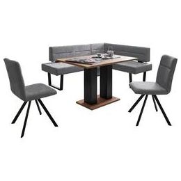 Eckbankgruppe MASSIVLINE & MORE "Martina", grau (spanplatte, metall, mercury 118 grau, grau, schwarz), T:65cm, Holzwerkstoff, Massivholz, Polyester, Sitzmöbel-Sets, frei im Raum stellbar