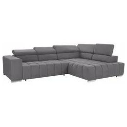Ecksofa exxpo - SOFA FASHION "Elias, aktuelle Kreuzsteppung im Sitz, bequem, L-Form", grau (anthrazit), B:307cm H:94cm T:201cm, Struktur ( 100% Polyester), Sofas, mit Kopf- bzw. Rückenverstellung, wahlweise mit Bettfunktion