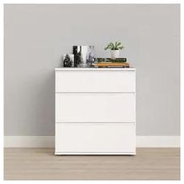 Kommode Inosign "Nova", weiß, B:76,8cm H:83,7cm T:40cm, Spanplatte, Sideboards, Schubladenkommode, Folienbeschichtung, in verschiedenen Farbvarianten, 3 Schubladen