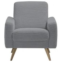Sessel exxpo - SOFA FASHION "Samso, Loungesessel", grau, B:82cm H:87cm T:80cm, 100% PES, Sessel, Einzelsessel, elegant und bequem, aktueller Cord Bezug
