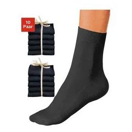 Basicsocken GO IN, Herren, Gr. 35-38, schwarz (10x schwarz), Baumwolle, Baumwollmischung, Elasthan, Polyamid, Polyester, unifarben, elastisch, Socken, unifarben