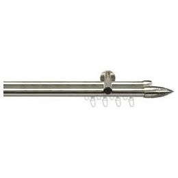 Gardinenstange Liedeco "Menorca edelstahl-optik" Gr. 2, silber (edelstahlfarben), L:160cm Ø:20mm, Gardinenstangen
