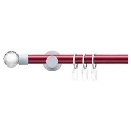 Gardinenstange Liedeco "Fertigstilgarnitur 20 mm Power Celebration Facettkugel" Gr. 3, rot (rot, weiß), L:240cm Ø:2mm, Eisen, Gardinenstangen, Gardinenstange Komplett, Farbkombination