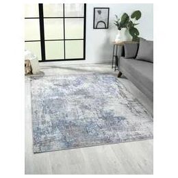 Teppich "Avery", grau (grau, blau), B:160cm H:10mm L:230cm, Polyester, MyFlair MÖBEL & ACCESSOIRES, Teppiche, Kurzflor, modernes Design, waschbar, In- und Outdoor geeignet