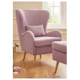 Sessel Home Affaire "Salla auch in Fellimitat und Feincord, viele Bezugsarten, Ohrensessel", rosa (rosé), H:118cm T:94cm, Samtcord (92% Polyester 8% Polyamid);Struktur (100% Polyester);Struktur Hahnentritt (100% Polyester);Struktur fein (100% Polyester);Samtoptik (100% Polyester);Fellimitat (100% Polyestr), Sessel, Ohrensessel ohne Hocker Ohrensessel Ohrensessel mit Hocker, wahlweise mit oder ohne
