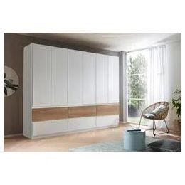 Drehtürenschrank Rauch "Winnipeg", weiß (weiß, eiche), B:271cm H:210cm T:56cm, Holzwerkstoff, Schränke, grifflose Front, Schubkästen m. Griffmulde, auch mit Beleuchtung