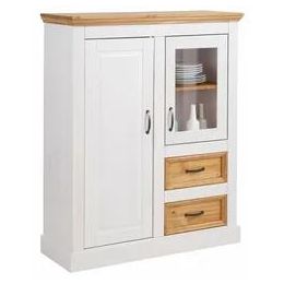 Highboard Home Affaire "Selma", weiß (weiß, beize), B:100cm H:120cm T:38cm, Sideboards, Vitrine, Breite 100 cm, Topseller