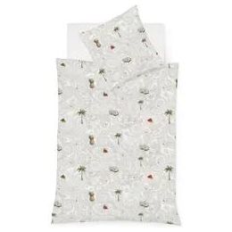 Wendebettwäsche Fleuresse "Bed Art S 4352", beige (pastell), B/L: 155cm x 220cm, 1 Stk., 1 Stk., Mako-Satin, B/L: 80cm x 80cm, 2 Stk., Mako-Satin, Obermaterial: 100% Baumwolle, Bettwäsche