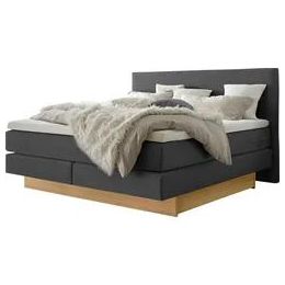 Boxspringbett Hasena "Denver", braun (anthrazit, eiche bianco), B:168cm L:210cm, Komplettbetten, Boxspringbett, Boxspringbett, Sockel, zwei Bettkästen inkl. gedämpftem Selbsteinzug