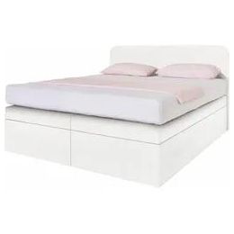 Boxspringbett, weiß, B:145cm L:212cm, Box und Kopfteil: Microvelours (100% Polyester) oder Kunstleder (Polyurethan);Bezug der Obermatratze: 100% Polyester, Westfalia Schlafkomfort, Komplettbetten, Boxspringbett, wahlweise mit Bettkasten