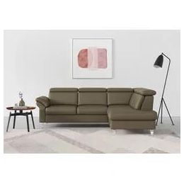 Sit & More Ecksofa SIT & MORE "Arngast L-Form", grün (olive), B:245cm H:84cm T:194cm, Sofas, inklusive Kopfteilverstellung und Federkern
