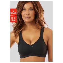 Soft-BH Petite Fleur, Damen, Gr. 90, Cup E, schwarz (schwarz, weiß), Jersey, Obermaterial: 85% Baumwolle, 10% Polyamid, 5% Elasthan, BHs BH BH-Set Baumwoll-Wäsche Bügelloser-BH, ohne Bügel, aus Baumwolle