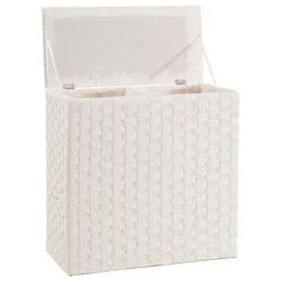 Wäschesortierer Locker, weiß, B:65cm H:64cm T:31cm, Massivholz, Wäschesammler, Nylon geflochten, Höhe 64 cm