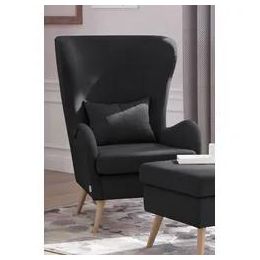 Sessel Home Affaire "Salla auch in Fellimitat und Feincord, viele Bezugsarten, Ohrensessel", schwarz, H:118cm T:94cm, Samtcord (92% Polyester 8% Polyamid);Struktur (100% Polyester);Struktur Hahnentritt (100% Polyester);Struktur fein (100% Polyester);Samtoptik (100% Polyester);Fellimitat (100% Polyestr), Sessel, Ohrensessel ohne Hocker Ohrensessel Ohrensessel mit Hocker, wahlweise mit oder ohne Hoc