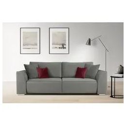 3-Sitzer Inosign "BEATRICE auch als Schlafsofa mit Bettkasten, B/T/H 250/107/92 cm", grau, B:250cm H:92cm T:107cm, Sofas, wahlweise mit Bettfunktion, incl. 2 Zierkissen, Wellenfederung