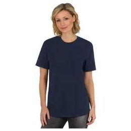 T-Shirt TRIGEMA "TRIGEMA T-Shirt aus 100% Biobaumwolle", Damen, Gr. L, blau (navy, c2c), 100% Baumwolle (Bio-Baumwolle kbA), Basic, Shirts