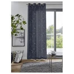 Vorhang my home "FLOWER", blau, B:135cm H:235cm, Polyester, Gardinen, Maß: 135 x 235cm, monochrom, in verschiedenen Farben erhältlich