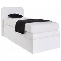 Boxspringbett, weiß, B:105cm L:212cm, Box und Kopfteil: Microvelours (100% Polyester) oder Kunstleder (Polyurethan);Bezug der Obermatratze: 100% Polyester, Westfalia Schlafkomfort, Komplettbetten, Boxspringbett, wahlweise mit Bettkasten