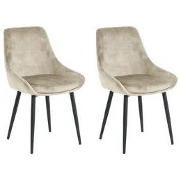 SIT-MÖBEL Polsterstuhl SIT, beige (beige, schwarz, schwarz), B:48cm H:84cm T:57cm, Metall, Polyester, Stühle, glamouröser Bezug in Samtoptik