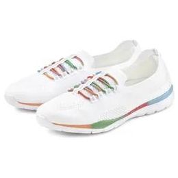 Sneaker Lascana "Slipper, Halbschuh, leichtes Meshmaterial", Damen, Gr. 37, bunt (weiß, multi), Obermaterial: 100% Textilmaterial. Futter: 100% Textilmaterial. Decksohle: 100% Textilmaterial. Laufsohle: 100% Synthetik, unifarben, Sportlich, Schuhe, zum Reinschlüpfen mit elastischen Schnürbändern VEGAN